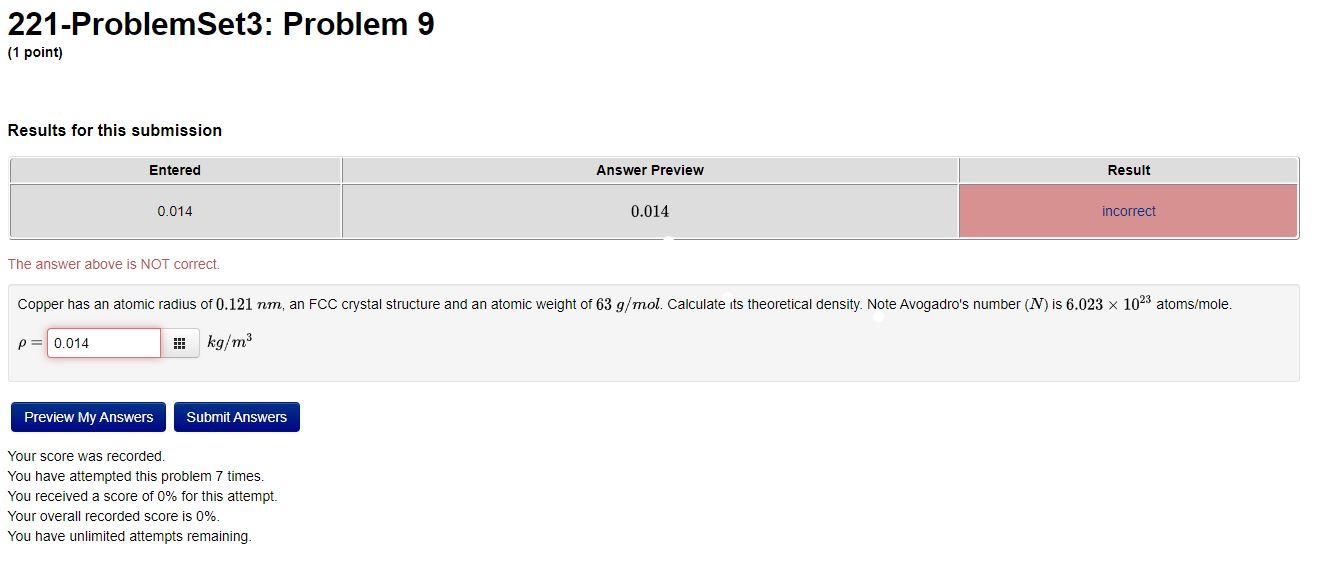 Solved 221-ProblemSet3: Problem 9 (1 point) Results for this | Chegg.com