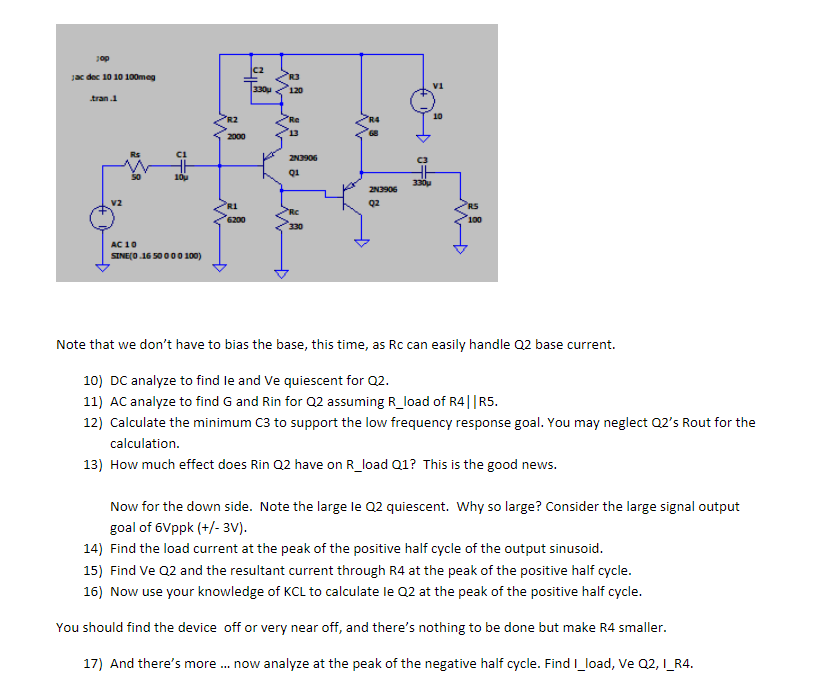 Solved 100 jac dec 10 10 100mg tran 1 VI 330 10 2000 2N3906 | Chegg.com