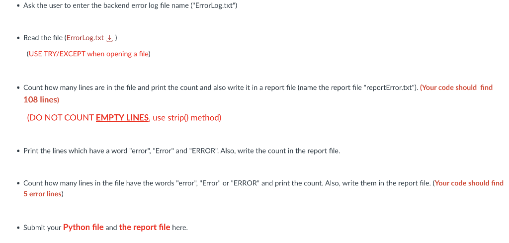 Solved Ask The User To Enter The Backend Error Log File