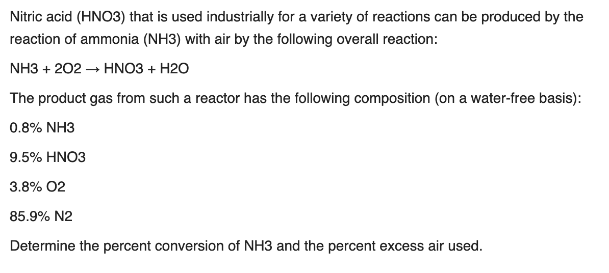 Solved Nitric acid (HNO3) that is used industrially for a | Chegg.com
