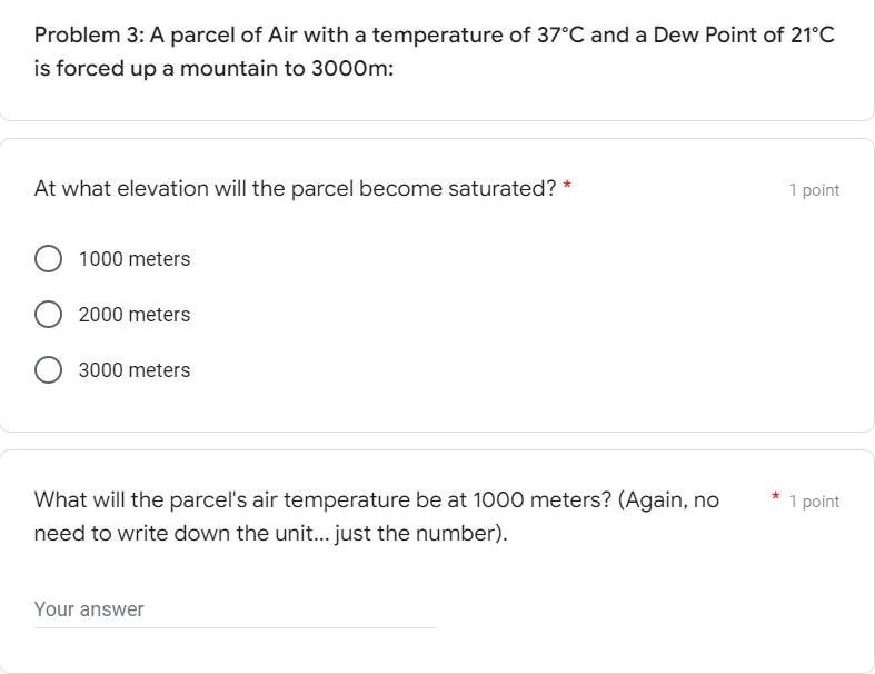 Solved A parcel of Air with a temperature of 37°C and a Dew | Chegg.com
