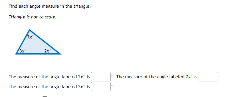 Solved Find each angle measure in the triangle. Triangle is | Chegg.com
