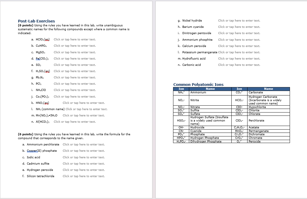 Solved Post Lab Exercises 6 Points Using The Rules You