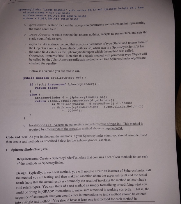 Solved . Spherocylinder.java ents: Create a Spherocylinder | Chegg.com