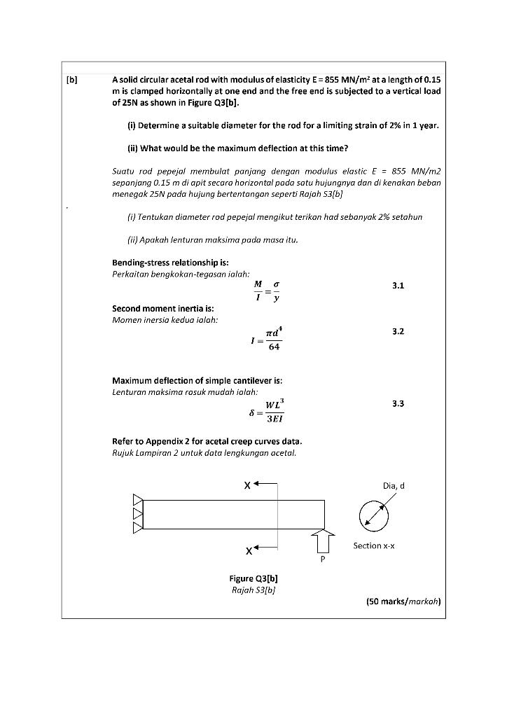 Solved [b] A solid circular acetal rod with modulus of | Chegg.com