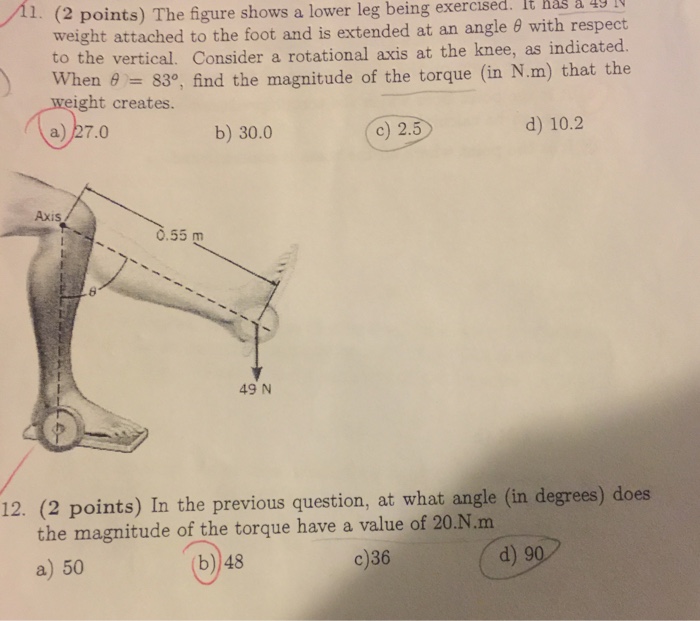 Solved The figure shows a lower leg being exercised. It has | Chegg.com