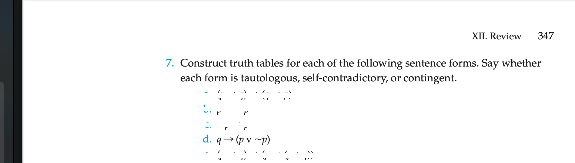 7. Construct truth tables for each of the following | Chegg.com