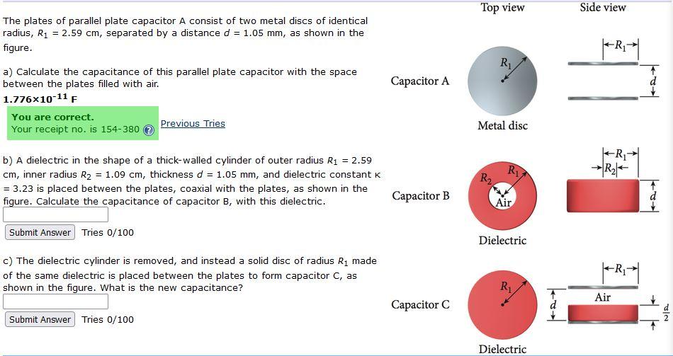 Solved Top view Side view R The plates of parallel plate | Chegg.com
