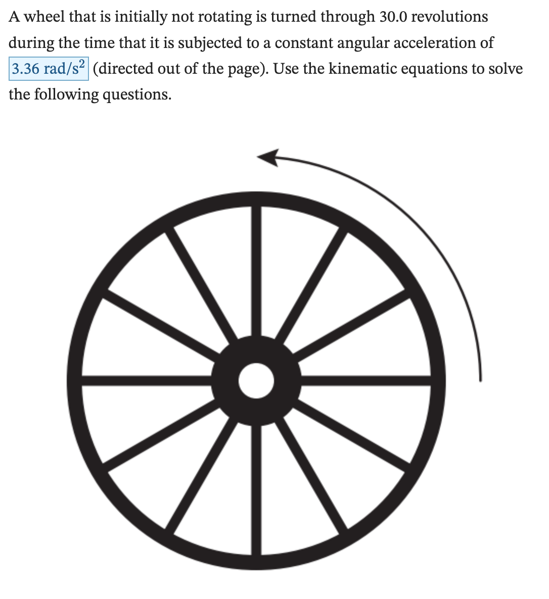 Solved A wheel that is initially not rotating is turned | Chegg.com