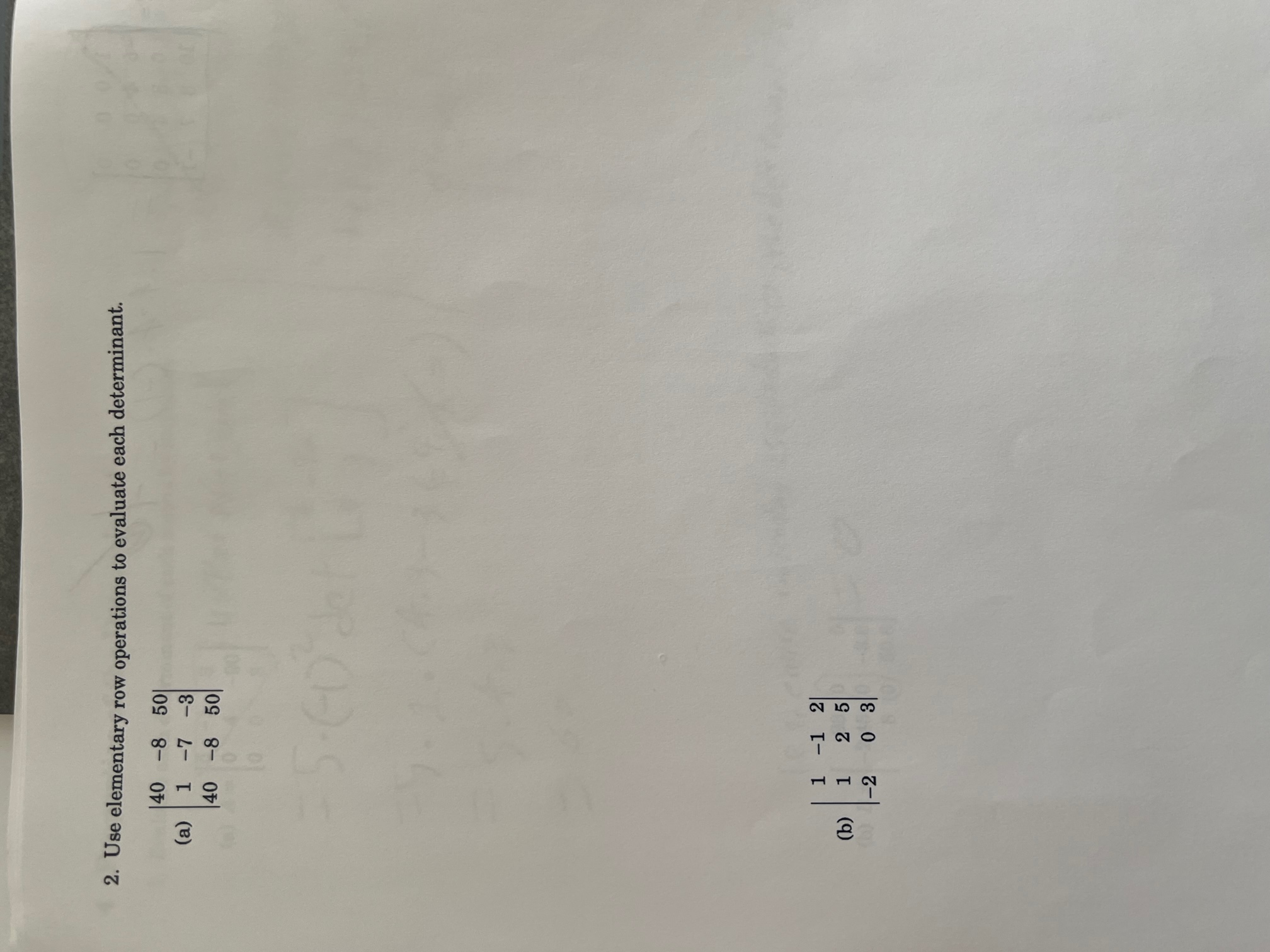 Solved 2. Use elementary row operations to evaluate each | Chegg.com