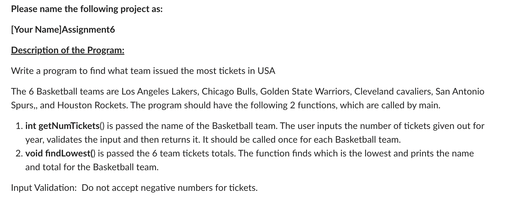 Solved Please name the following project as: [Your | Chegg.com