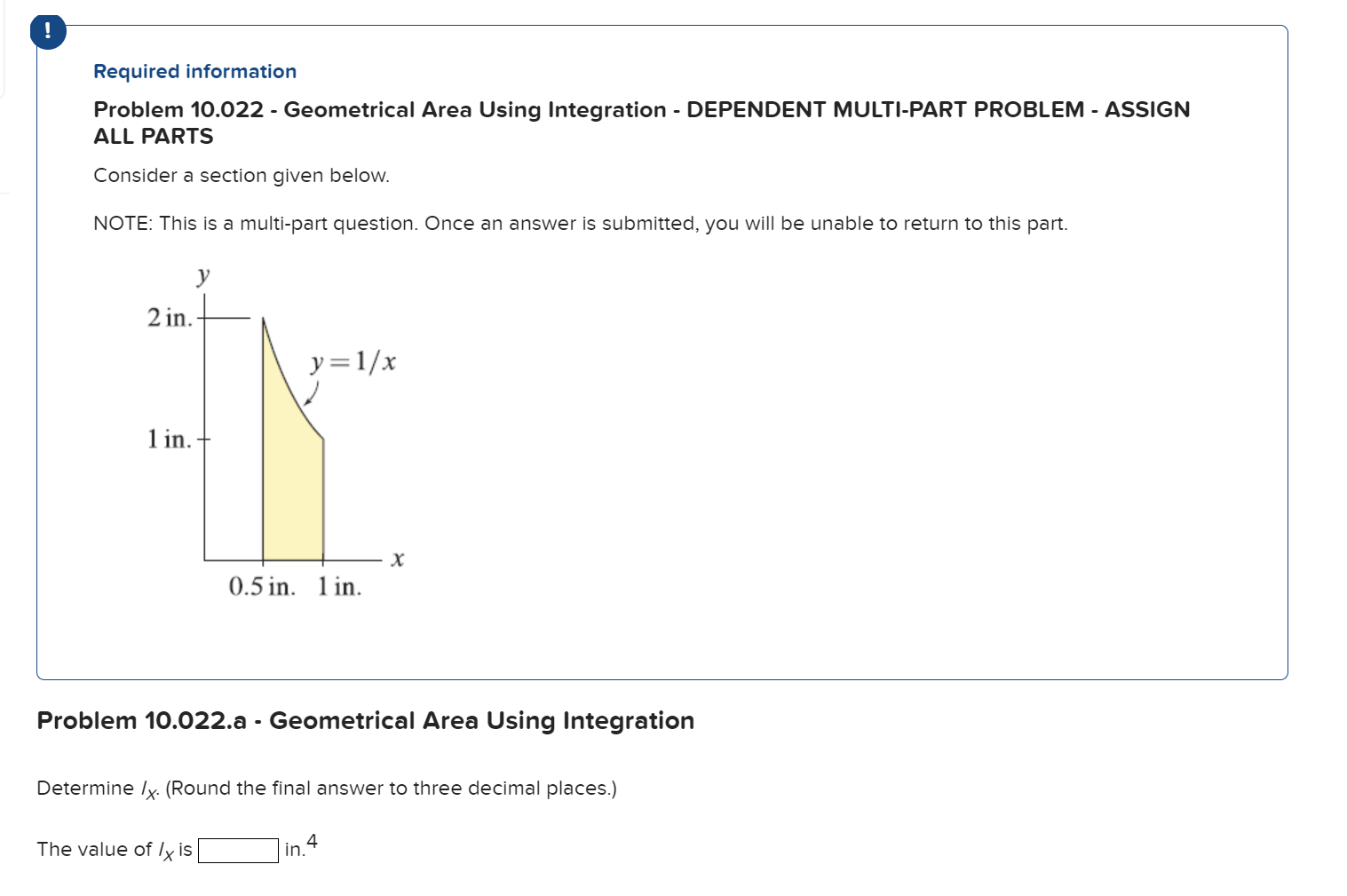 Solved Problem 10.022 - ﻿Geometrical Area Using Integration | Chegg.com