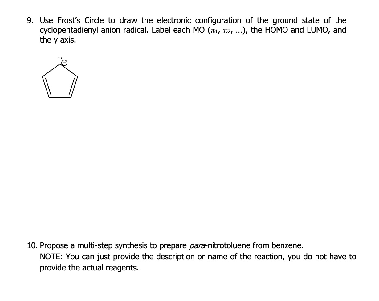 Solved 9. Use Frost's Circle to draw the electronic | Chegg.com