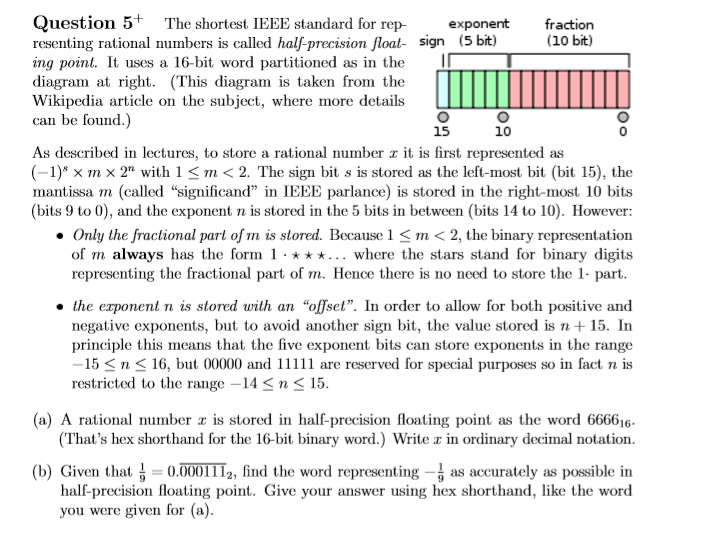 Solved Question 5+ The shortest IEEE standard for rep | Chegg.com