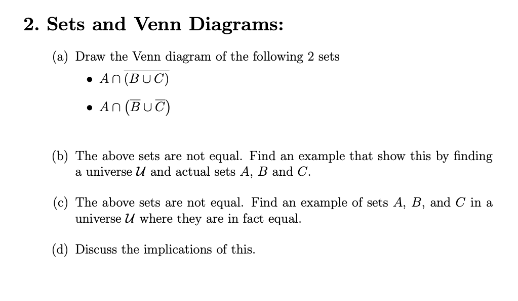 Solved Sets and Venn Diagrams: (a) Draw the Venn diagram of | Chegg.com