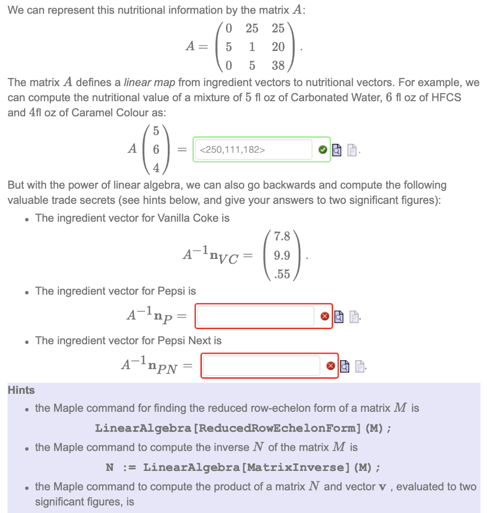 Solved Here is the nutritional information for 20 fl oz of | Chegg.com