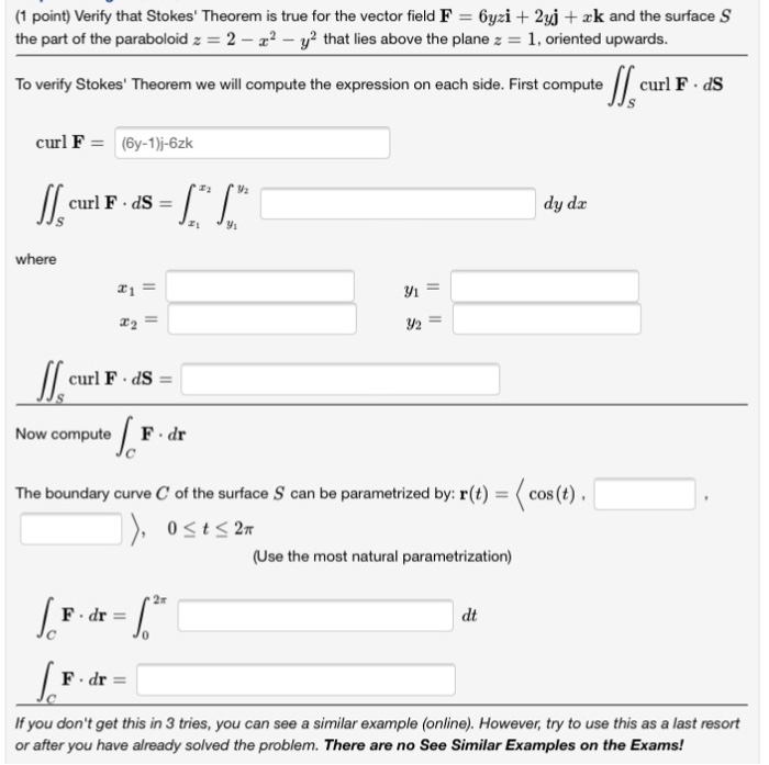 Solved Verify Strokes Theorem is true for F=6yzi+2yj+xk on | Chegg.com Solved Verify Strokes Theorem is true for F=6yzi+2yj+xk on | Chegg.com