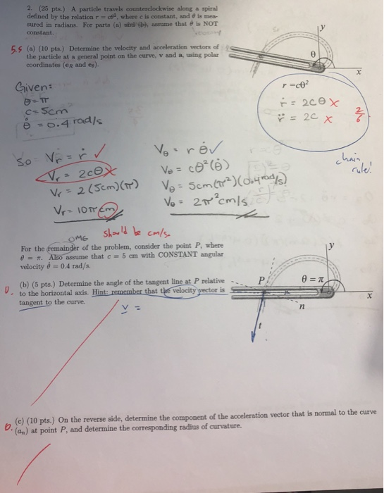 Solved 2. (25 pts.) A particle travels counterclockwise | Chegg.com