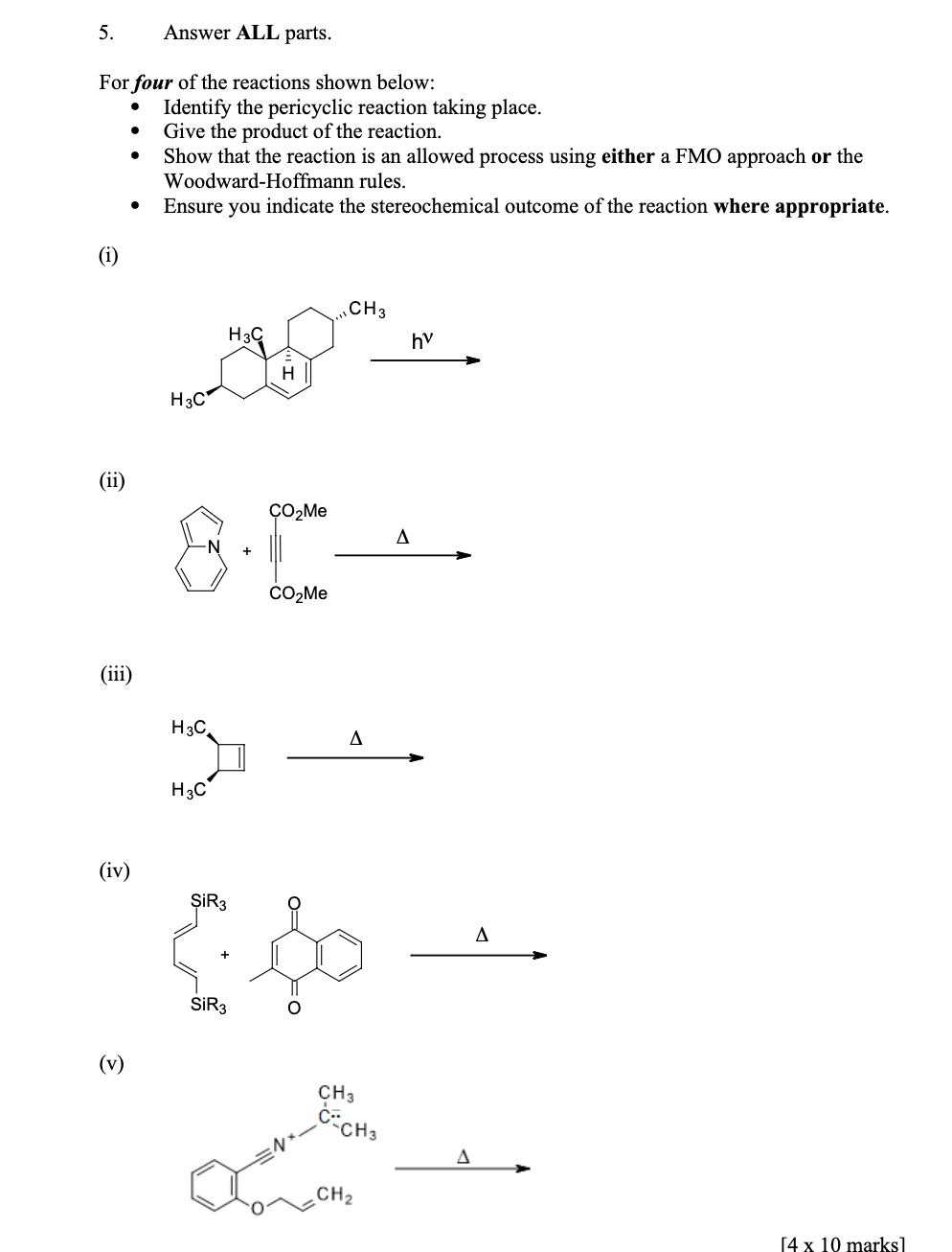 Solved 5. Answer ALL parts. For four of the reactions shown | Chegg.com
