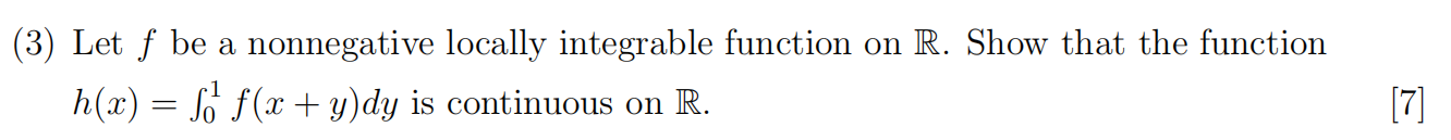 Solved (3) Let f be a nonnegative locally integrable | Chegg.com