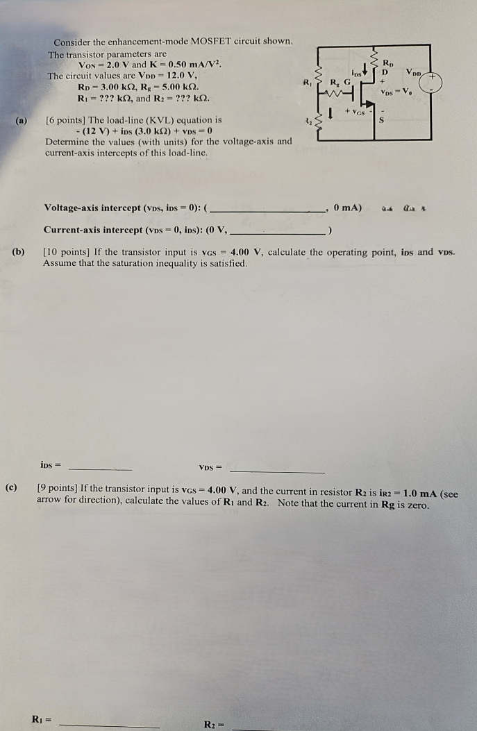 Solved Consider the enhancement-mode MOSFET circuit | Chegg.com