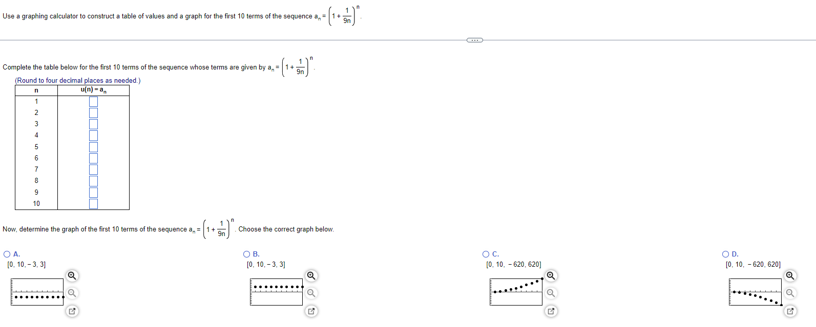Solved Use a graphing calculator to construct a table of | Chegg.com