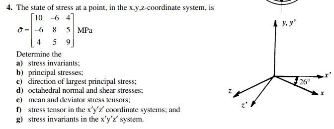 Solved The state of stress at a point, in the | Chegg.com