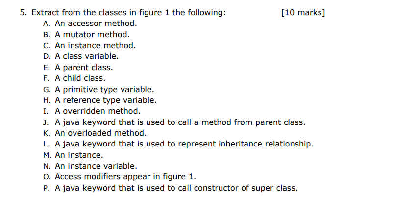 Solved 1. What is the output of the classes in figure 1. [3 | Chegg.com