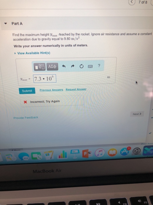 Solved Constants A rocket, initially at rest on the ground, | Chegg.com