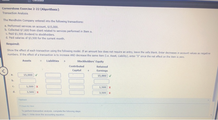 Solved Cornerstone Exercise 2-22 (Algorithmic) Transaction | Chegg.com
