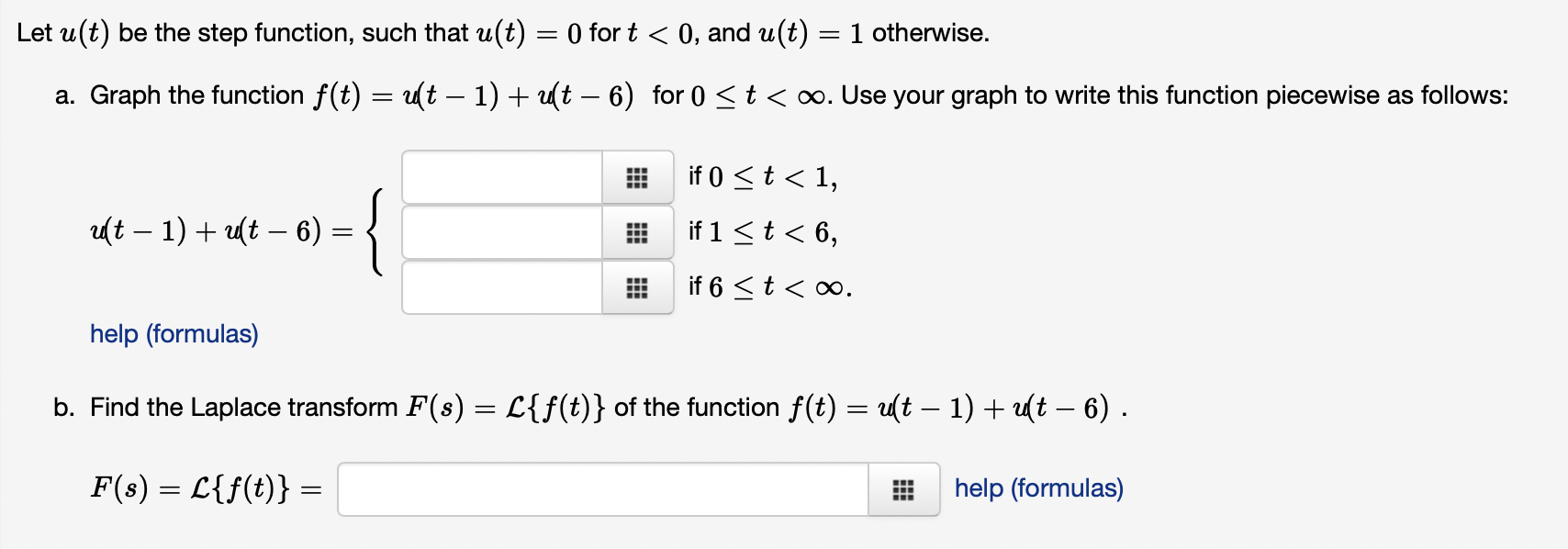 Solved Let u(t) be the step function, such that u(t)=0 for | Chegg.com