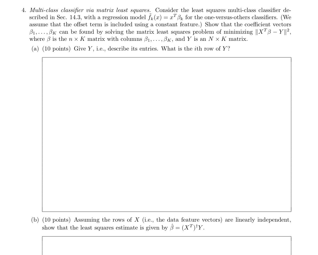 4. Multi-class classifier via matrix least squares. | Chegg.com