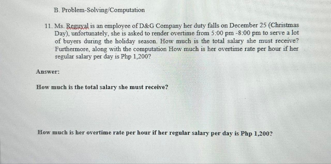 Solved COMPUTATION OF OVERTIME PAY Assuming that the minimum | Chegg.com