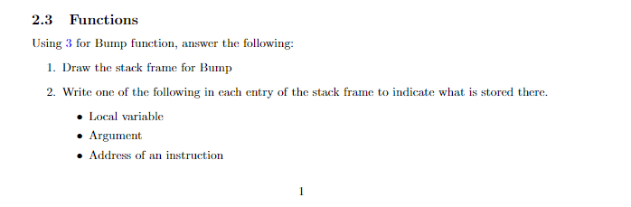 Solved 2.3 Functions Using 3 for Bump function, answer the | Chegg.com