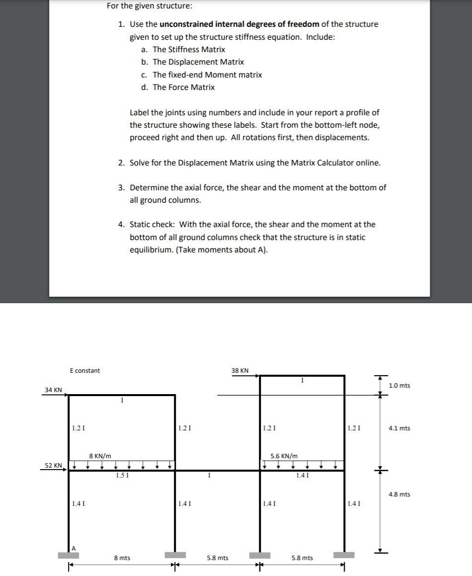 For the given structure: 1. Use the unconstrained | Chegg.com