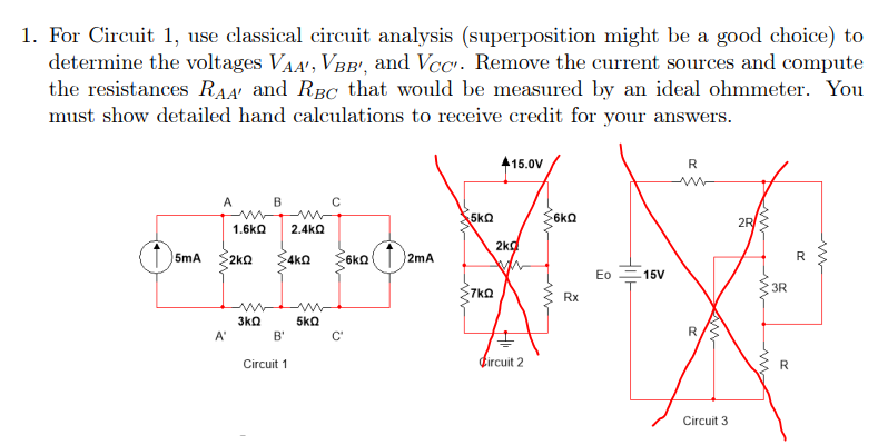 Solved 1. For Circuit 1, use classical circuit analysis | Chegg.com