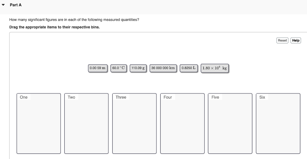 Solved Part A How many significant figures are in each of | Chegg.com