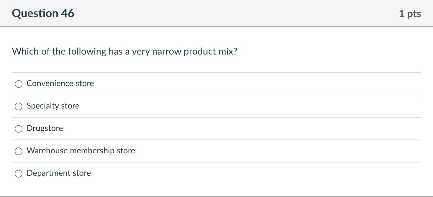 Solved Question 46 1 pts Which of the following has a very | Chegg.com