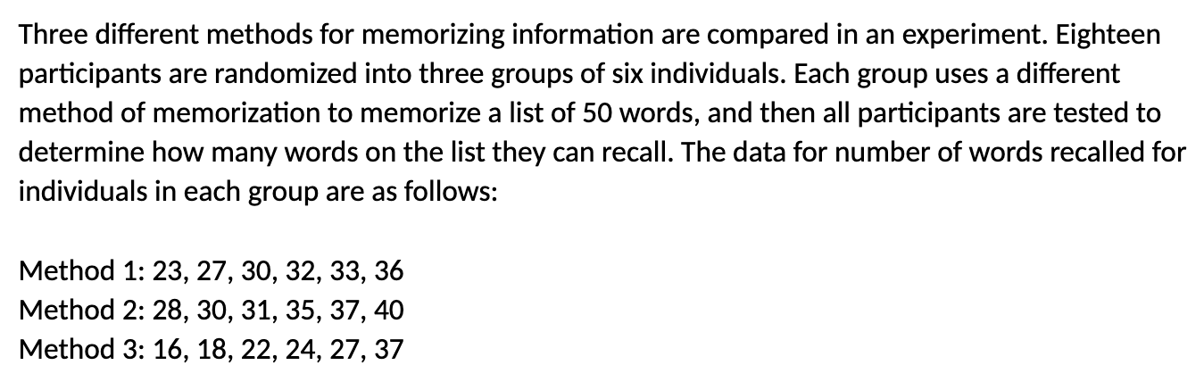 Solved Three different methods for memorizing information | Chegg.com