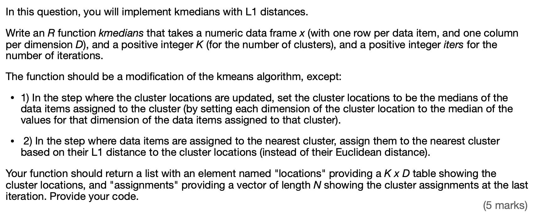 L1 distance means , x = (2,3) y = (5,1) L1 distance = | Chegg.com
