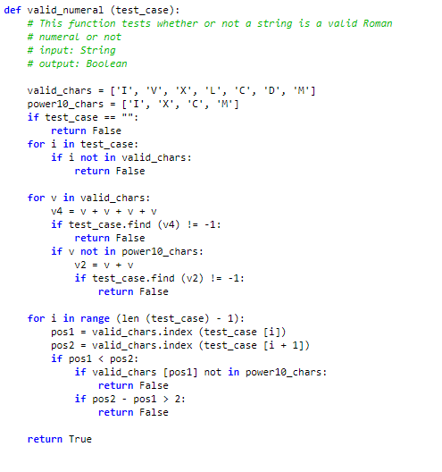 Solved def valid_numeral (test_case): # This function tests | Chegg.com