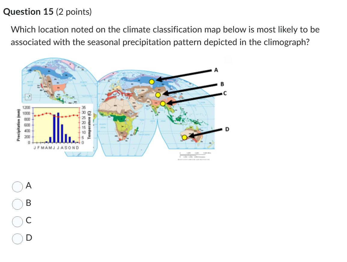 Solved Which location noted on the climate classification | Chegg.com
