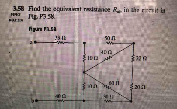 Solved 3.58 Find the equivalent resistance Rab in the | Chegg.com