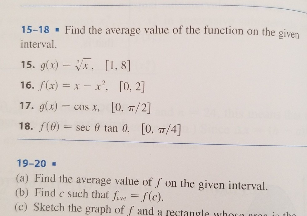 Solved Find the average value of the function on the given | Chegg.com