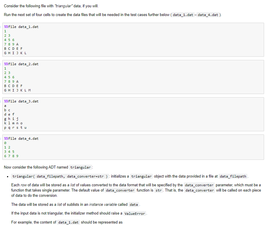 Solved Consider the following file with "triangular" data, | Chegg.com