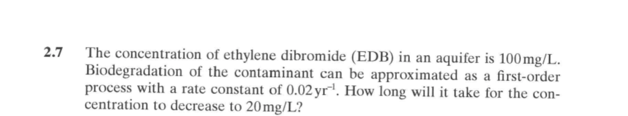 Solved The concentration of ethylene dibromide (EDB) in an | Chegg.com
