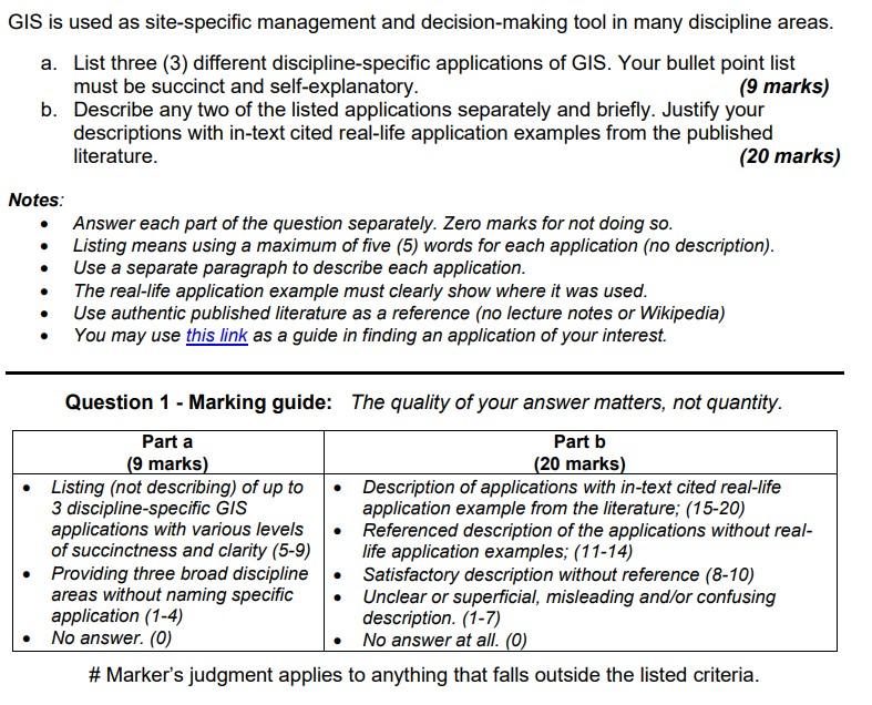 Solved GIS is used as site-specific management and | Chegg.com