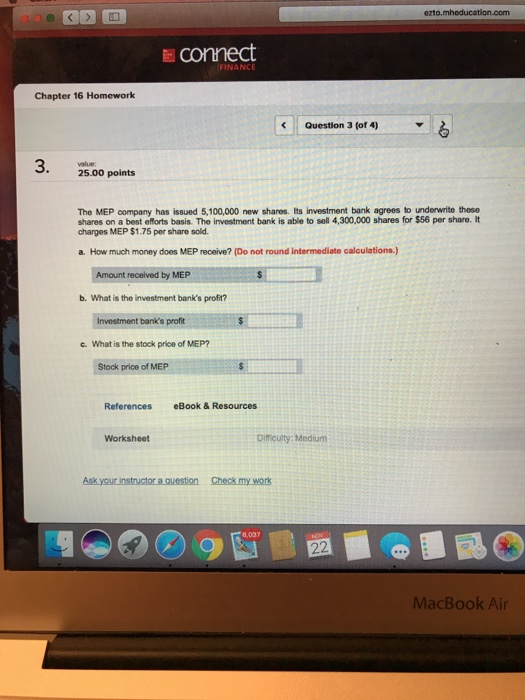 Solved ezto.mh connect FINANCE Chapter 16 Homework Question | Chegg.com