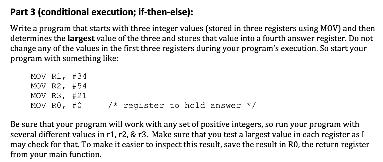 Solved Part 3 Conditional Execution If Then Else Write A 8465