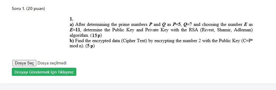 Solved 1 A After Determining The Prime Numbers P And Q As 